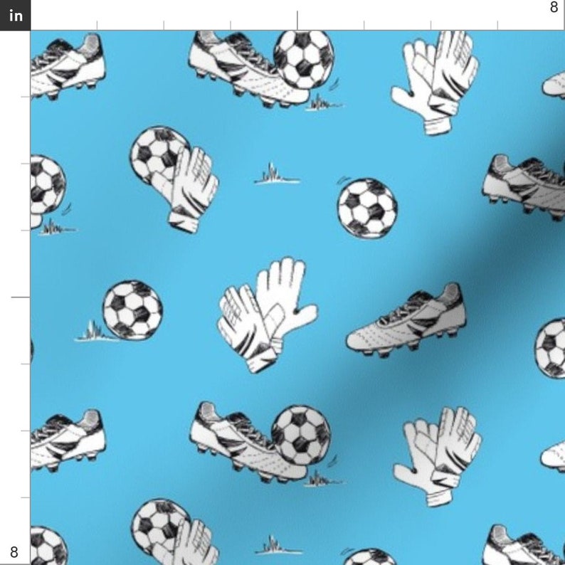 Football Fabric Soccer Match Blue by Revista Blue Boys - Etsy