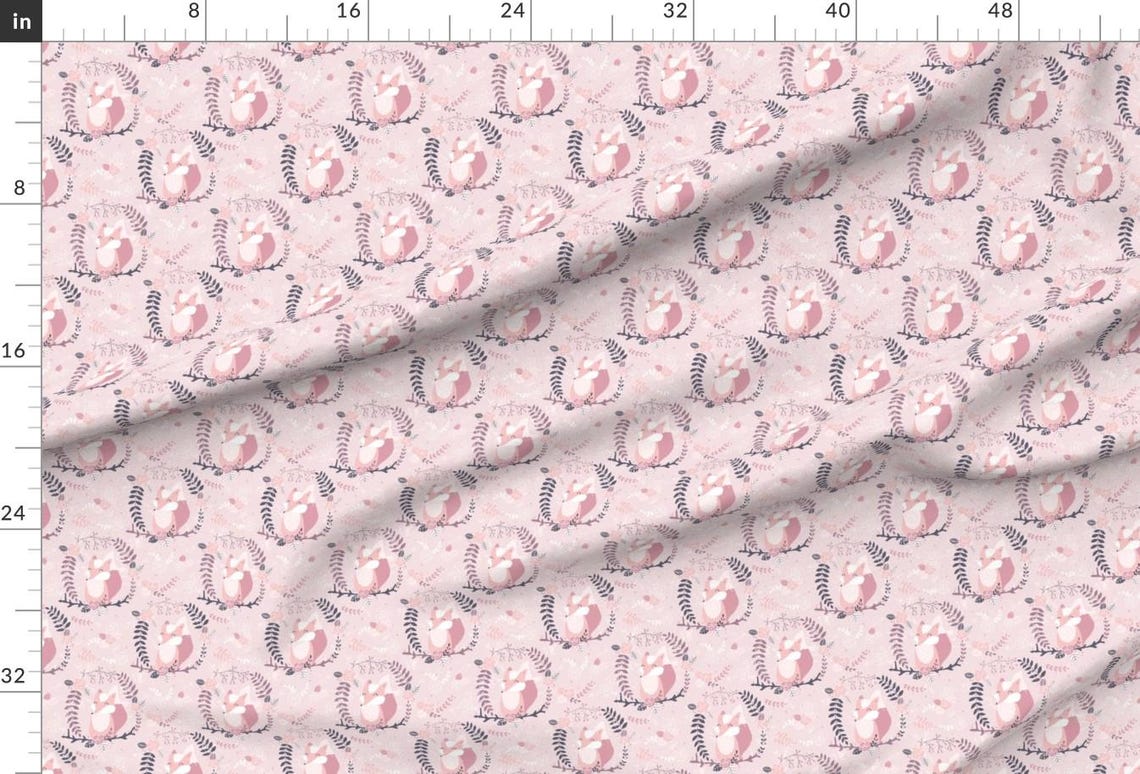 Pink Fox Fabric - Fox in A Wreath by Innamoreva - Woodland Fox on Pink ...