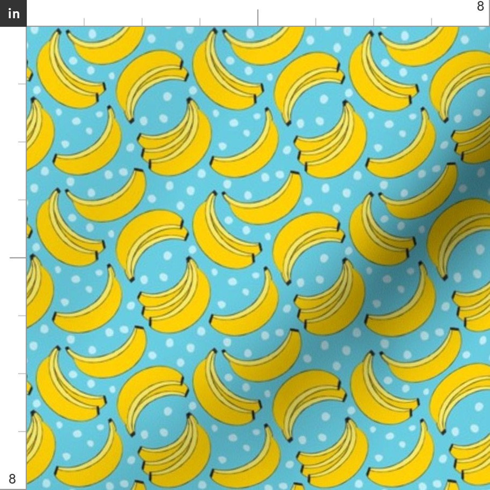 Banana Fabric Geometric Bananas by Lilcubby Blue Polka Dot - Etsy