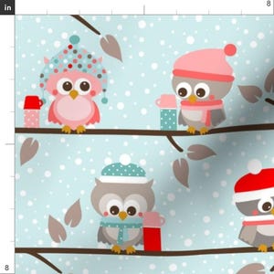 Woodland Winter Owl Fabric - Winter Owls by Heleenvanbuul - Owl Winter ...