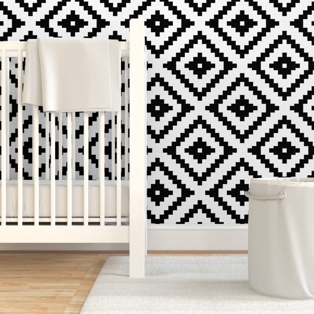 Black and White Aztec Wallpaper Aztec Black by - Etsy