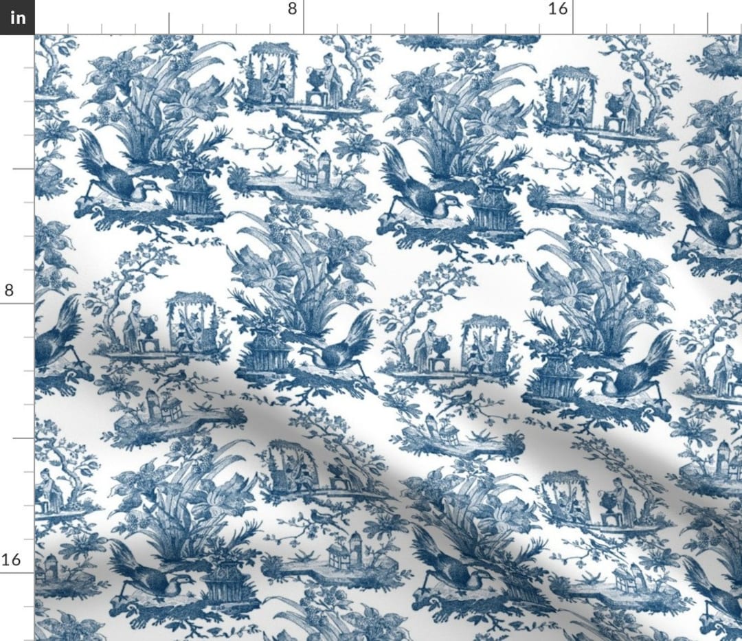 Blue Fabric Chinoiserie Toile by Peacoquettedesigns Antique Toile Blue ...