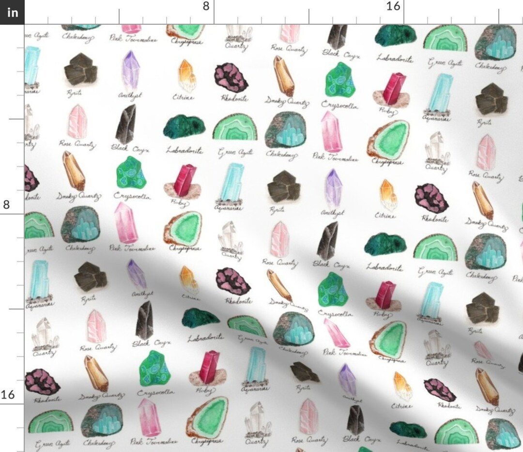 Crystal Fabric Healing Crystals Gem Stone & Mineral Watercolor by Bella ...