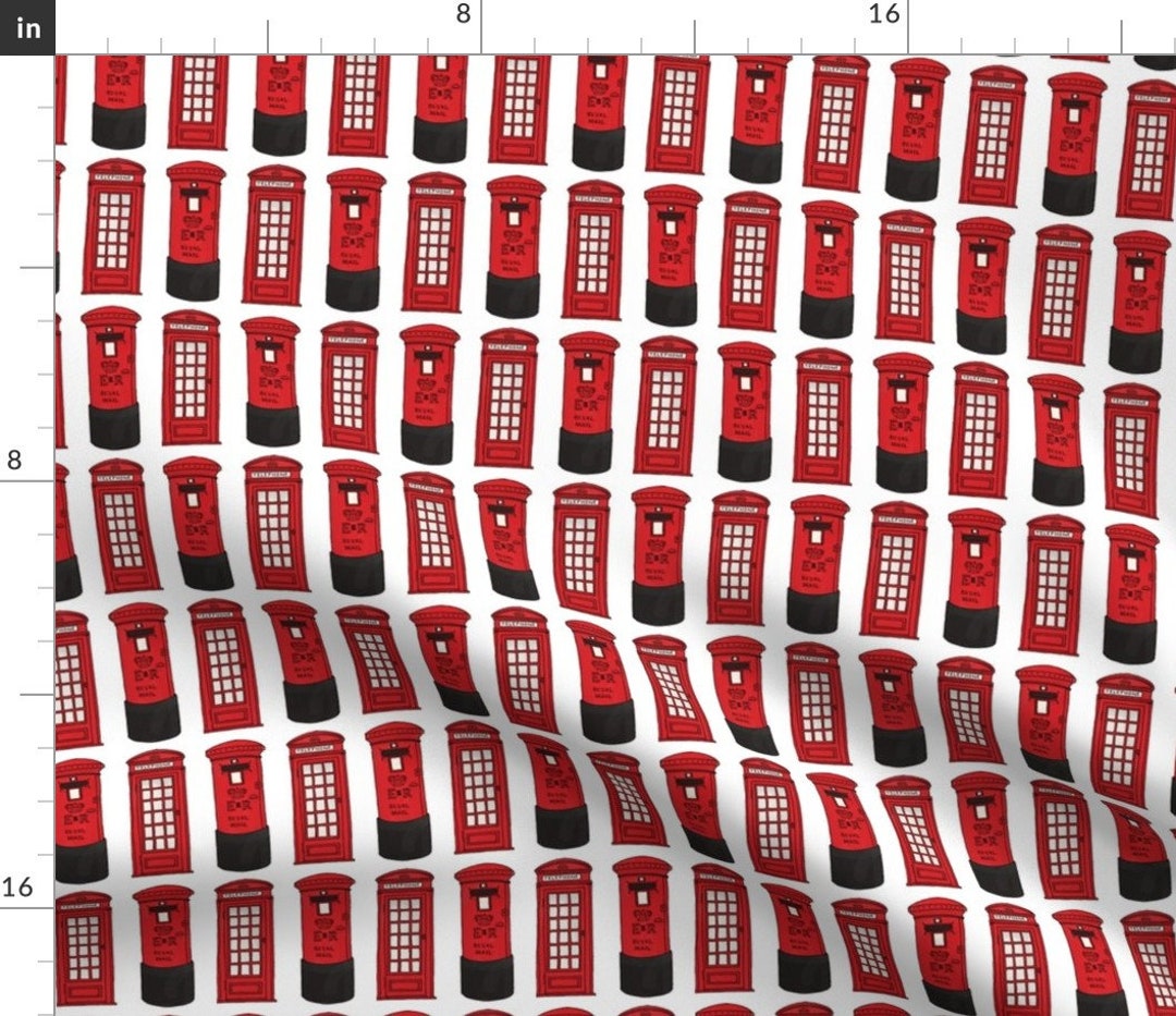 Letter Box Phone Booth Fabric London Calling Post Box Phone Box by ...