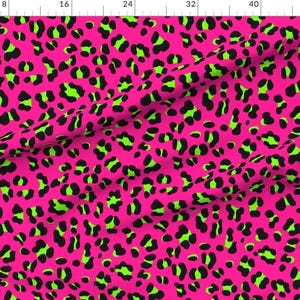 Neon Leopard Fabric - Neon Pink and Lime Green Leopard Animal Print by ...