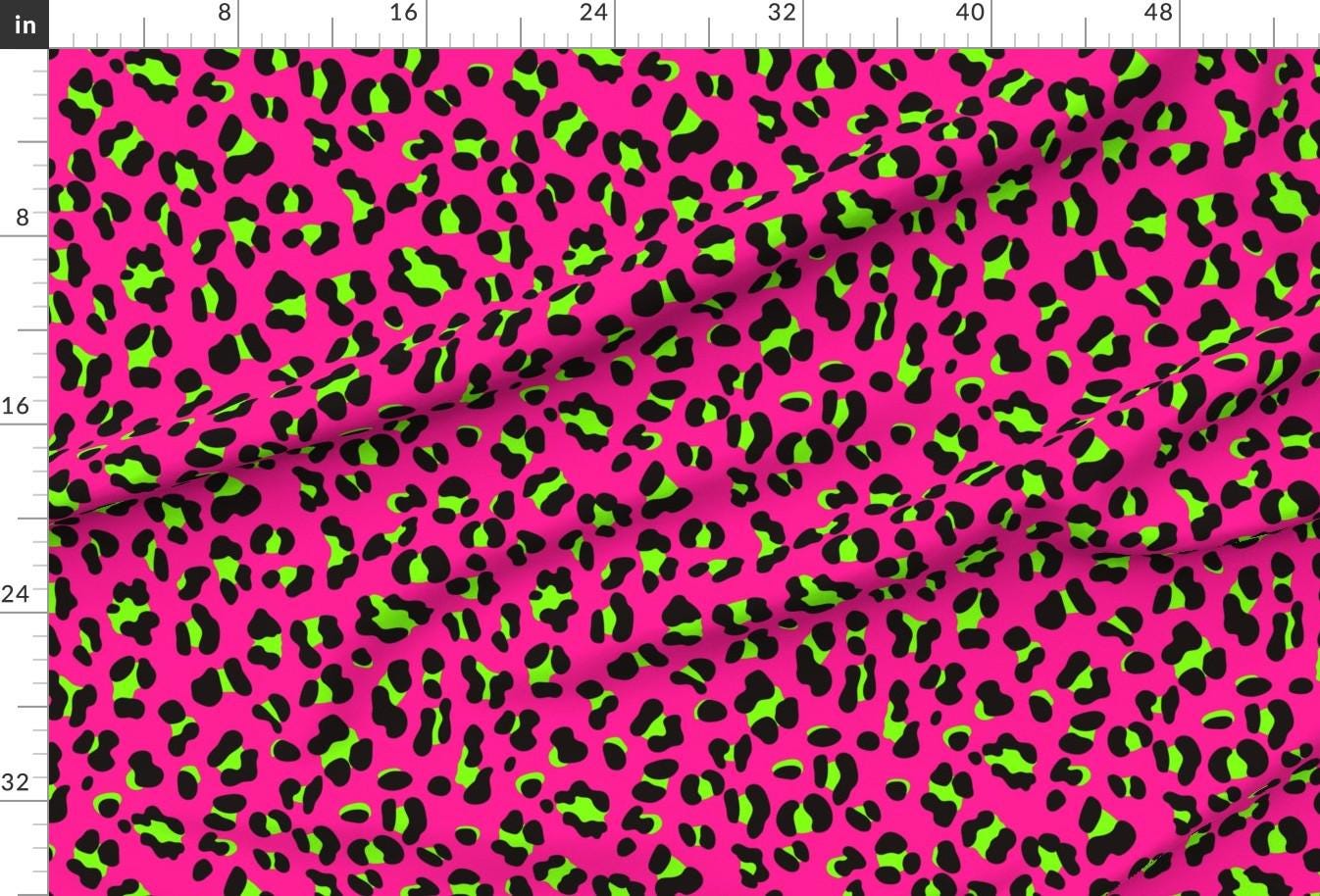 Neon Leopard Fabric - Neon Pink and Lime Green Leopard Animal Print by ...