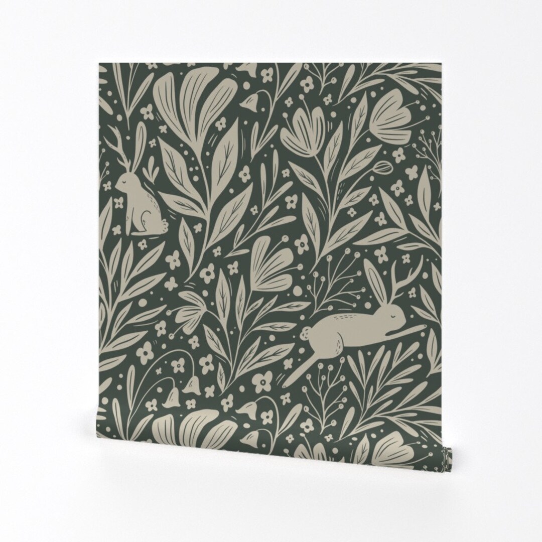 Jackalope Wallpaper Antlered Rabbits in the Flowers by Writtenbykristen ...