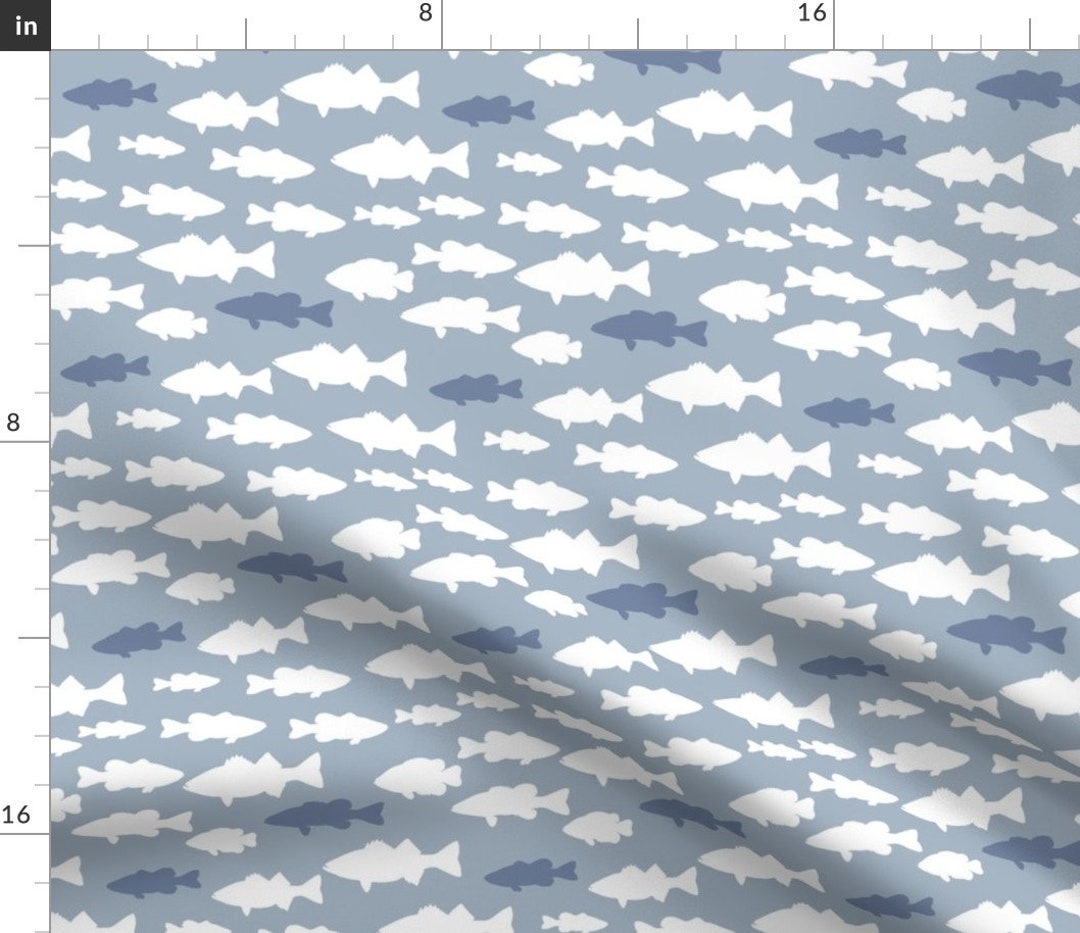 Fish / Blue Custom Fabric by Little Arrow Design Cotton Fabric by the ...