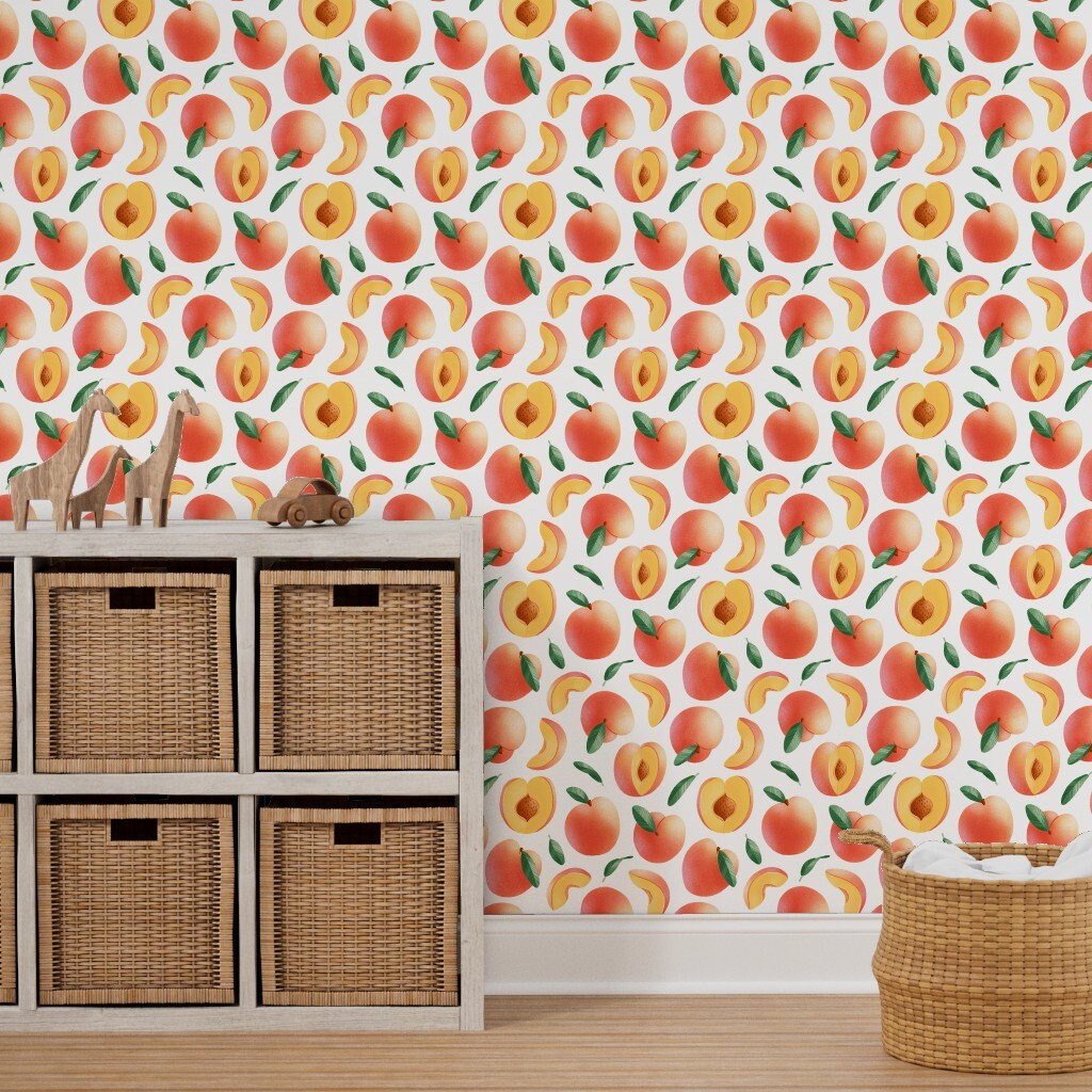 Peach Wallpaper Peaches Seamless Pattern by Stolenpencil - Etsy