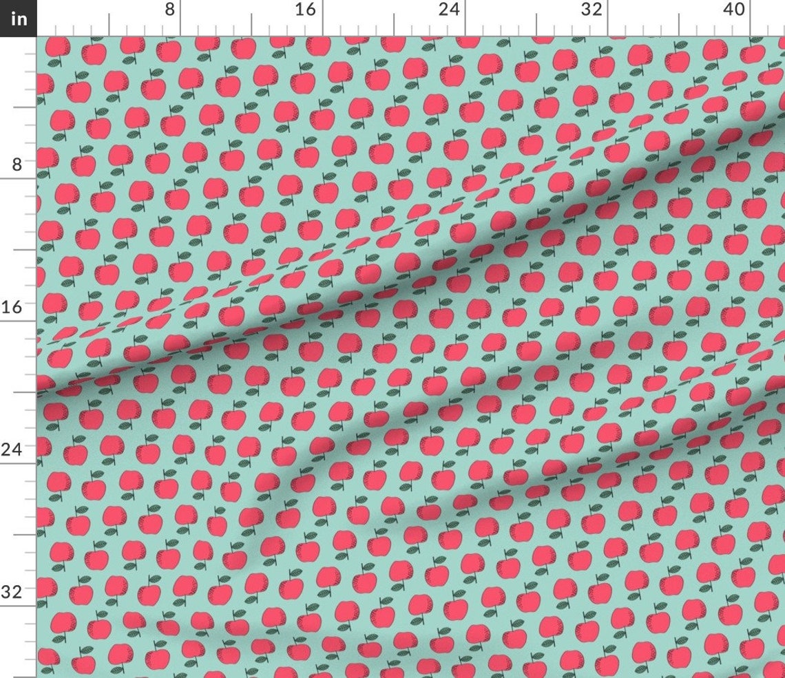 Apples Fabric Autumn Red Fruit Fruits Cute Fall Autumn Kids | Etsy