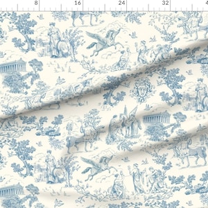 Ancient Greece Fabric Greek Mythology Toile Blue by Vinpauld Mythical ...