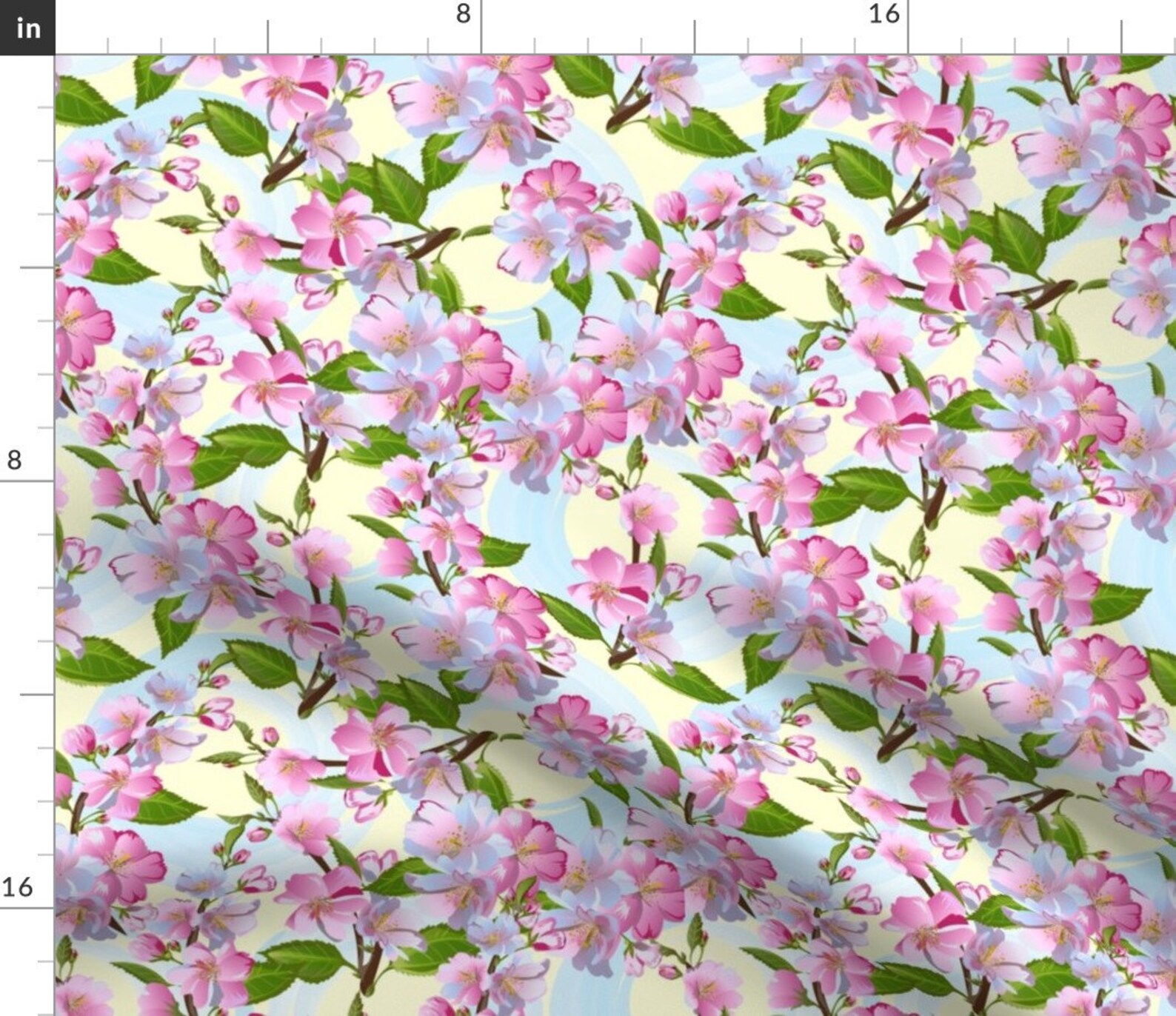 Floral Fabric Apple Tree Flowers Seamless Pattern Retro - Etsy