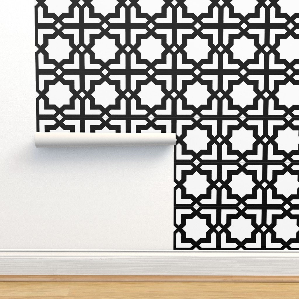 Moroccan Wallpaper Casablanca White Black by Miss Blümchen - Etsy