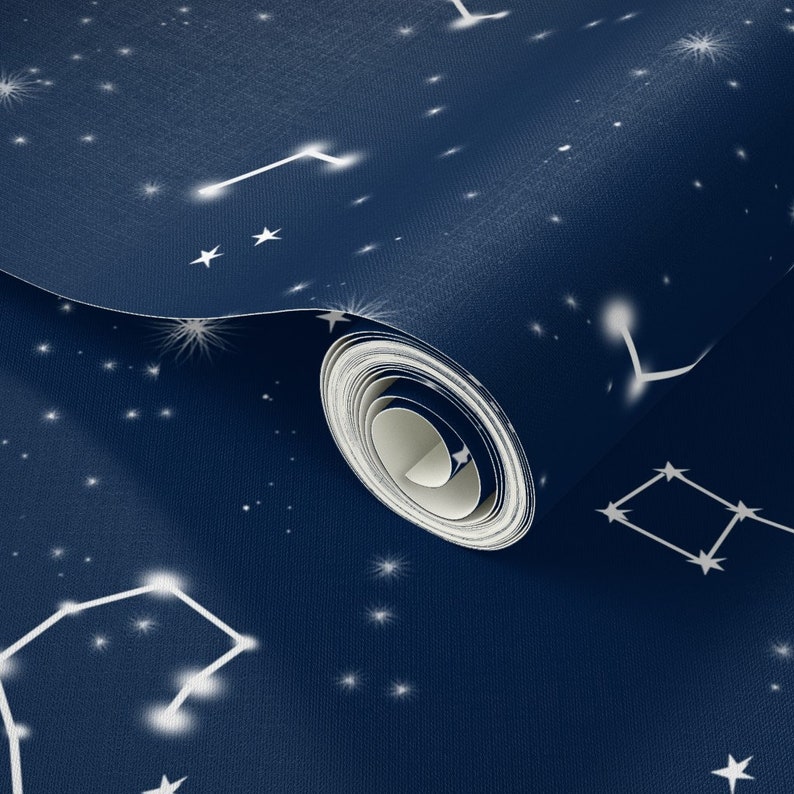 Constellations Wallpaper Constellations Navy Blue by Andrea - Etsy