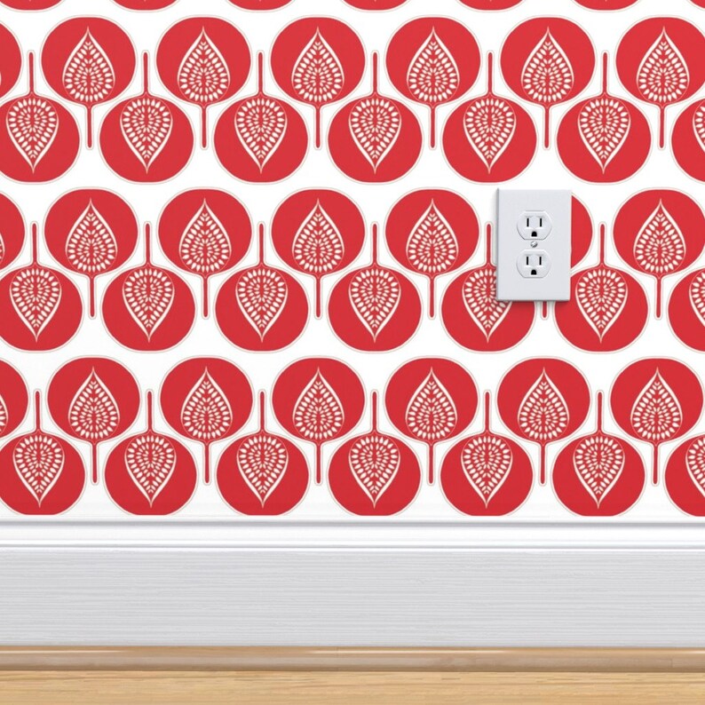 Mod Tree Wallpaper Tree Hearts in Red by Holli Zollinger | Etsy