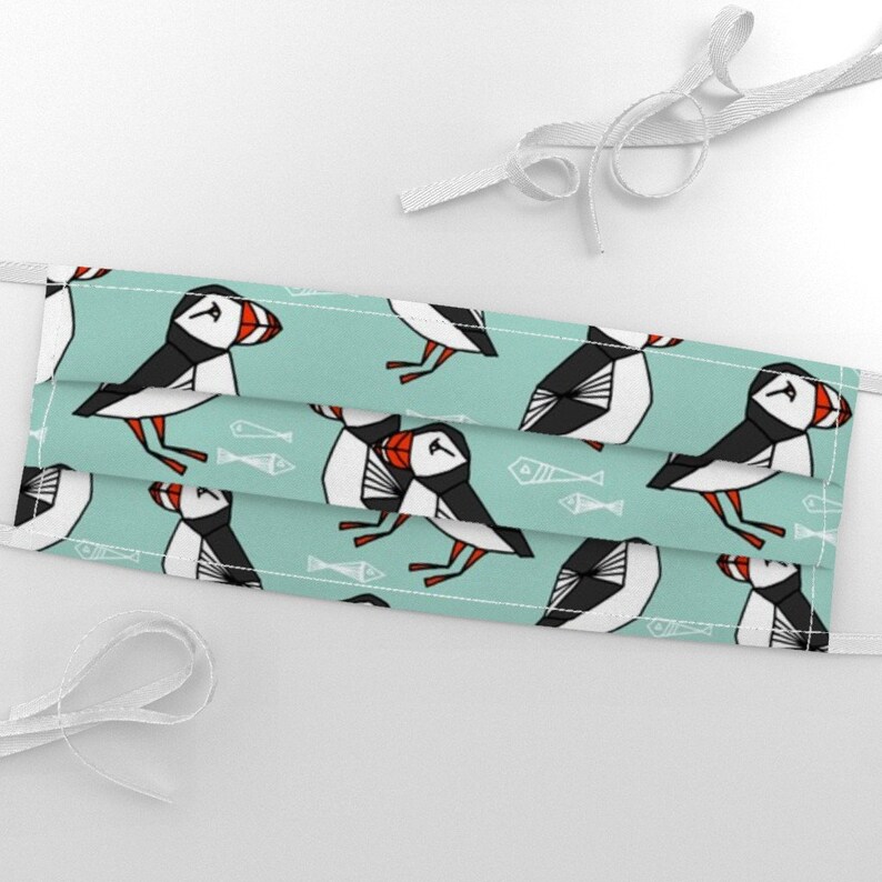 Puffin Fabric Puffin Mint Nautical Scottish Birds Puffin | Etsy