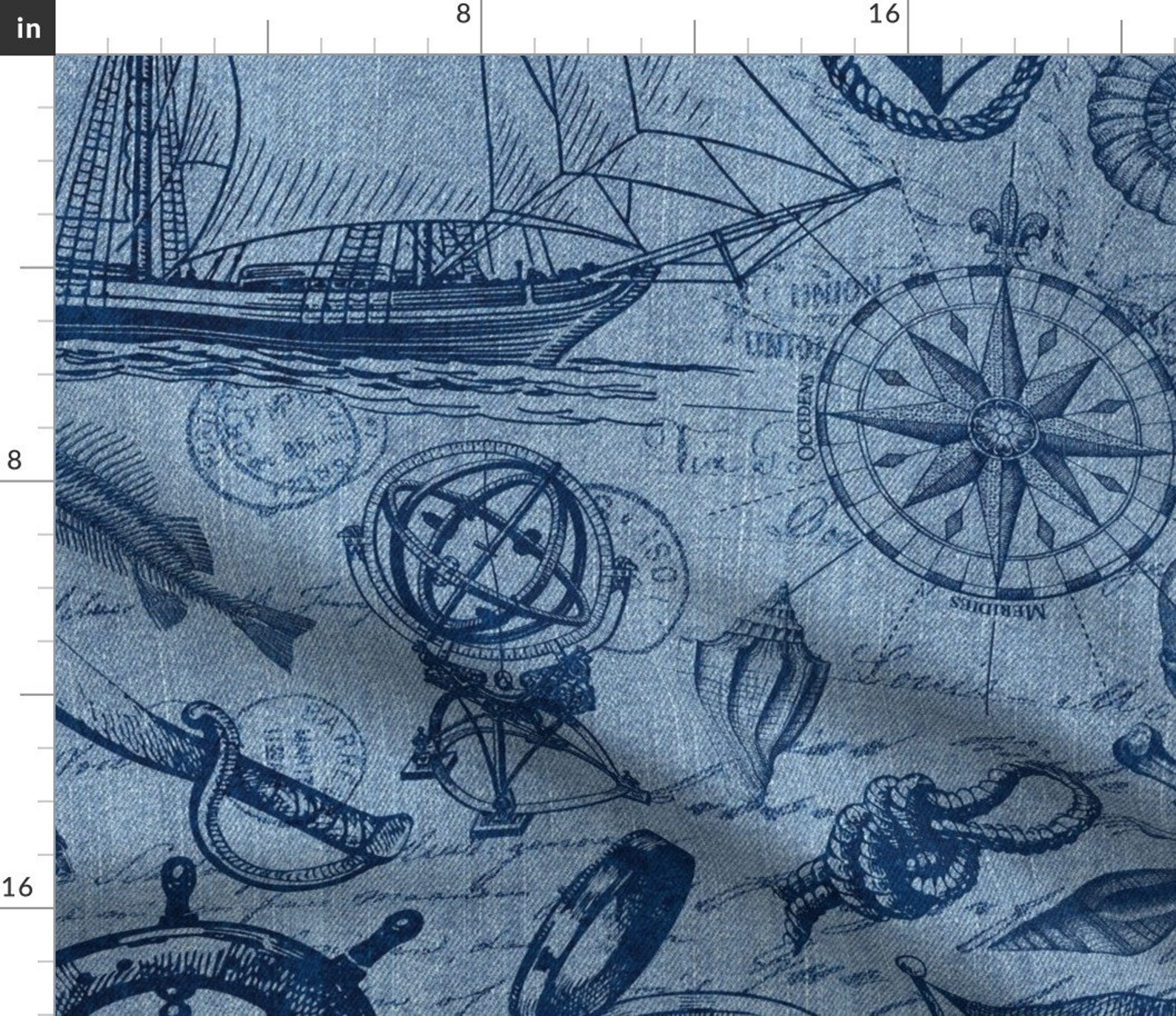 Vintage Nautical Fabric Ahoy Pirates by Andrea_haase_design - Etsy