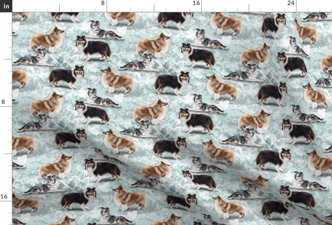 Sheltie Fabric - the Shetland Sheepdog by Elspethrosedesign - Blue ...
