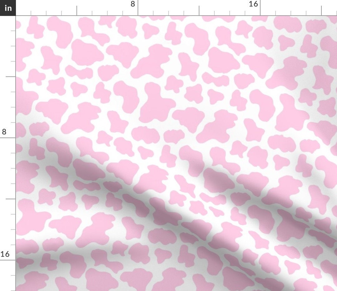 Pink Cow Spots Fabric Small Pink Cow Print Strawberry 90s Throwback by ...