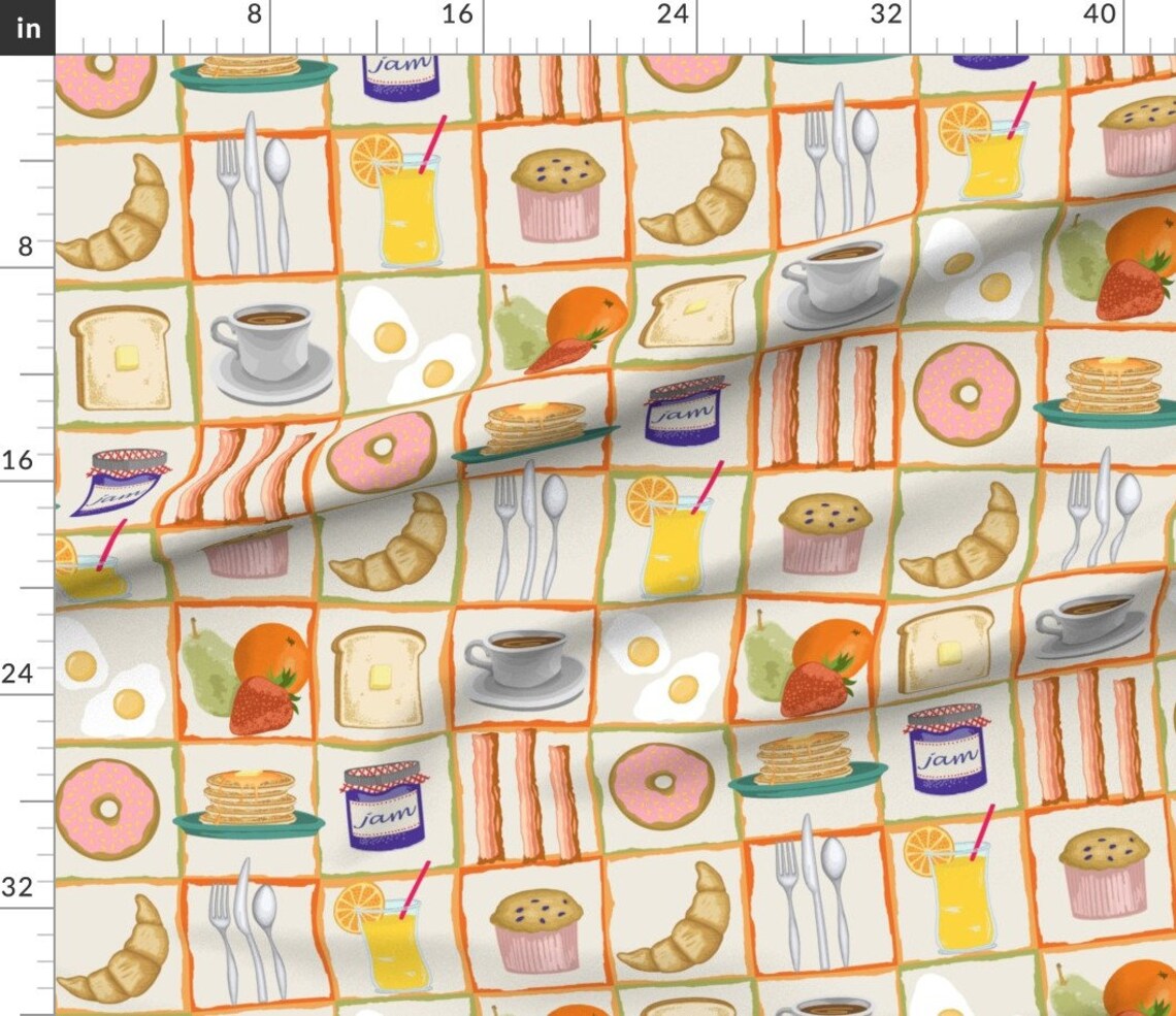 Breakfast Fabric Breakfast Buffet Lite By Littlerhodydesign | Etsy