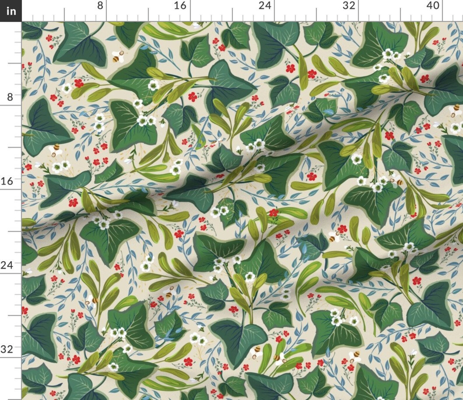 English Ivy Gardens Fabric Ivy Twine Floral Soft Cream by | Etsy