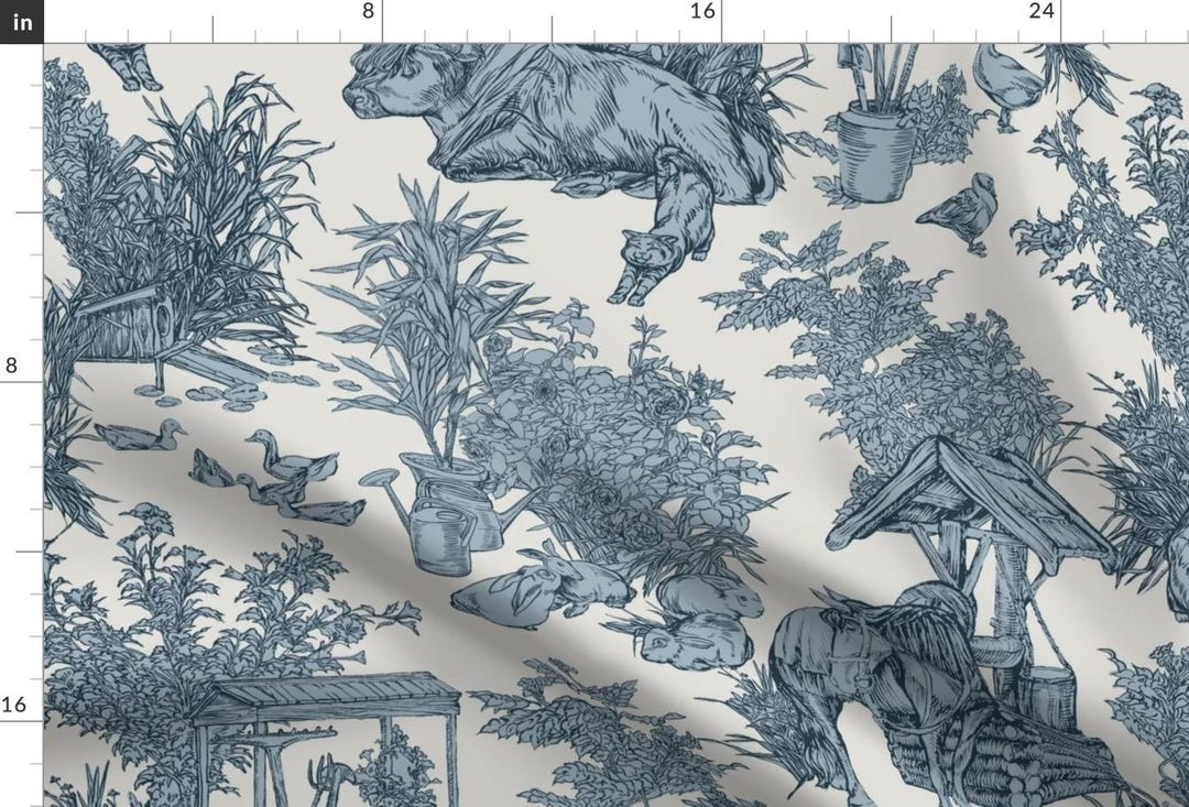 Traditional Farm Fabric - Farm Toile De Jouy by Dispelthewind - Light ...