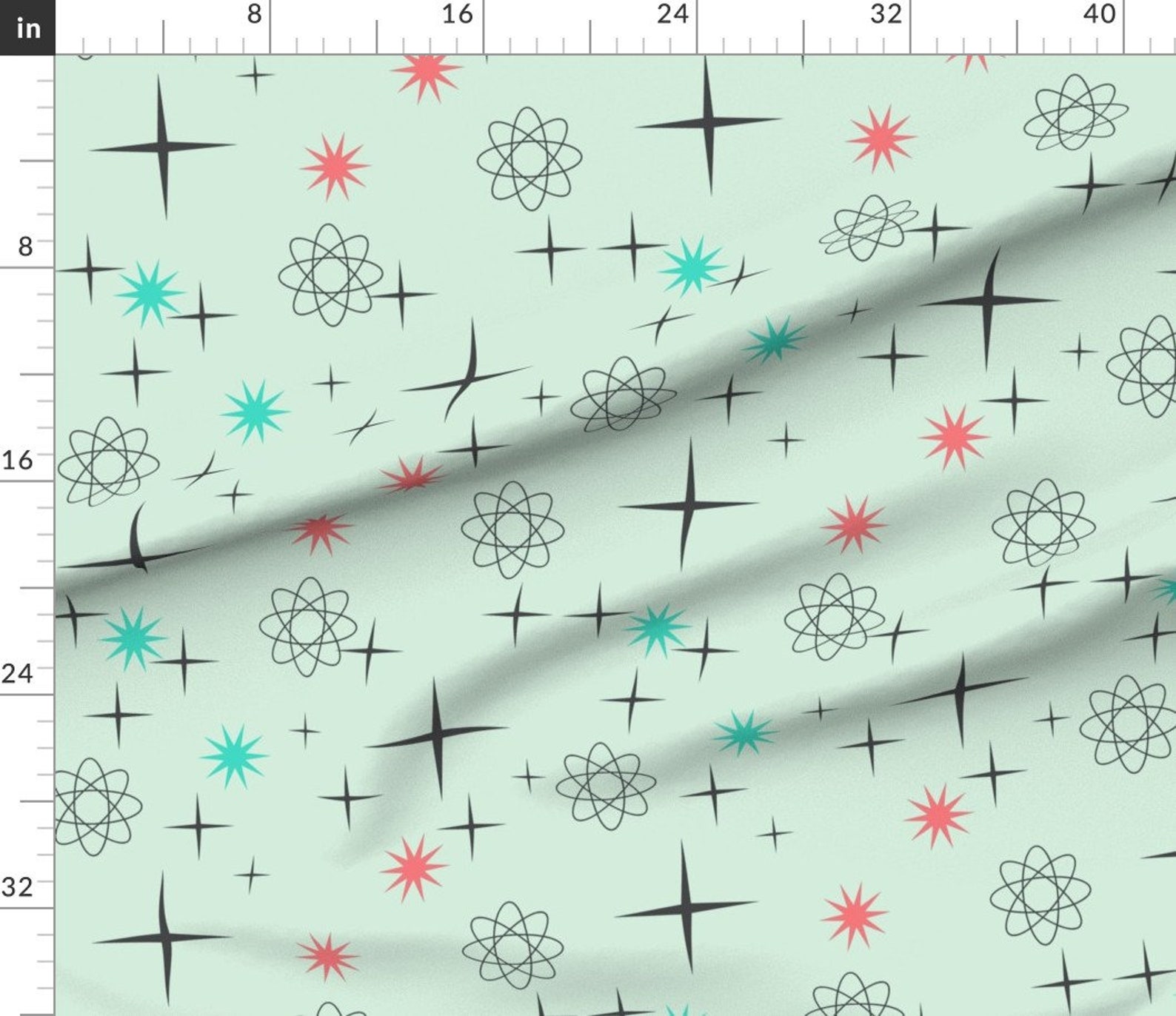 Atomic Fabric Atomic Starburst On Mint By Lillierioux | Etsy