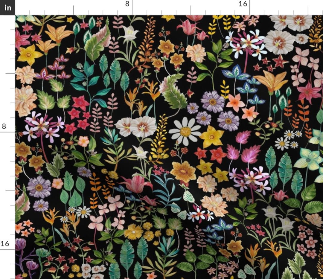 Dark Floral Fabric Classy Floral by Gnd_art_studio Wildflowers Summer ...