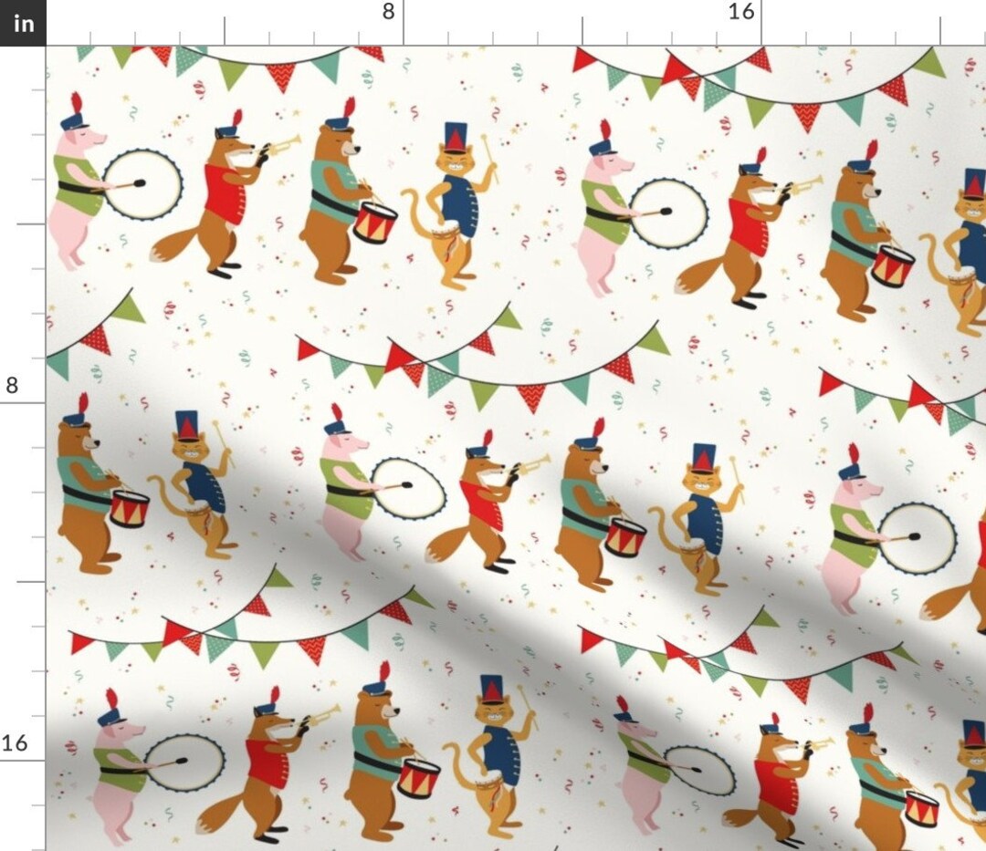 Animal Marching Band Circus Fabric Pomp and Fanfare by - Etsy