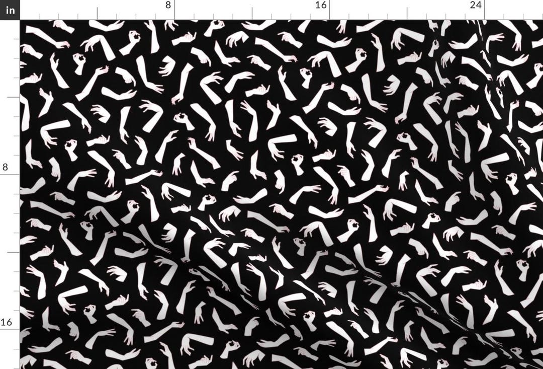 Hand Print Fabric - Hand Print on Black by Dearchickie - Hands Arm ...