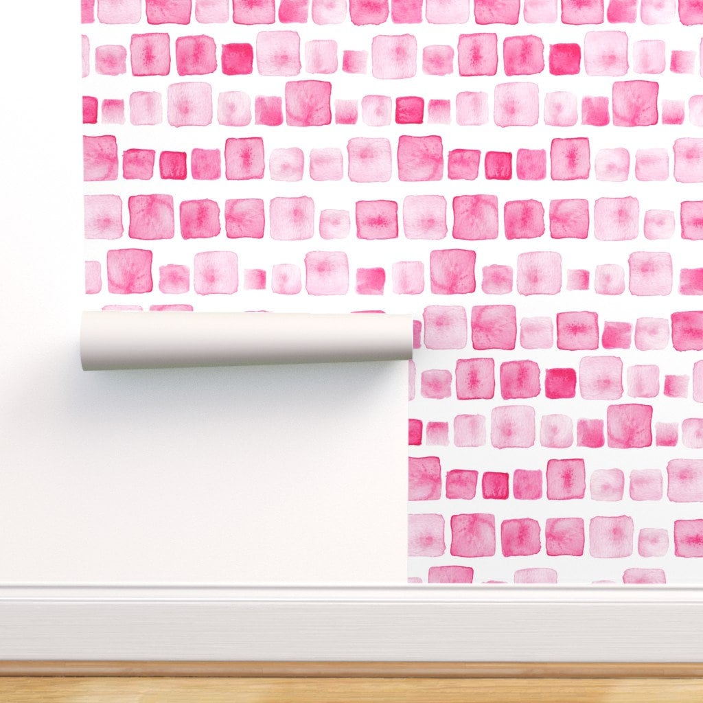 Pink Squares Wallpaper Pink Squares By Anya D Pink White | Etsy