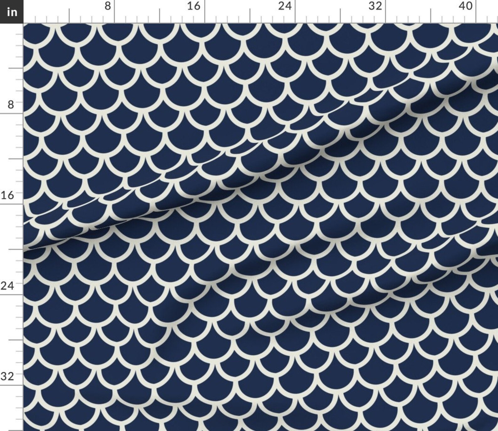 Scallop Fabric Fish Scales Navy by Holli Zollinger Fish - Etsy
