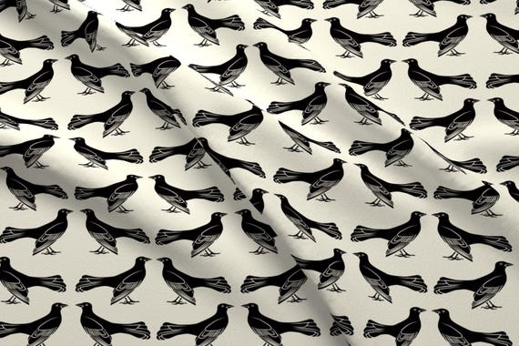 Black Crows Fabric Grackle Pattern In Black By Eleventy-Five | Etsy