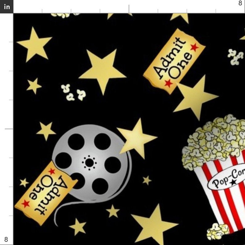 Movies Popcorn Tapes Fabric Vip Movie Night / Theater - Etsy