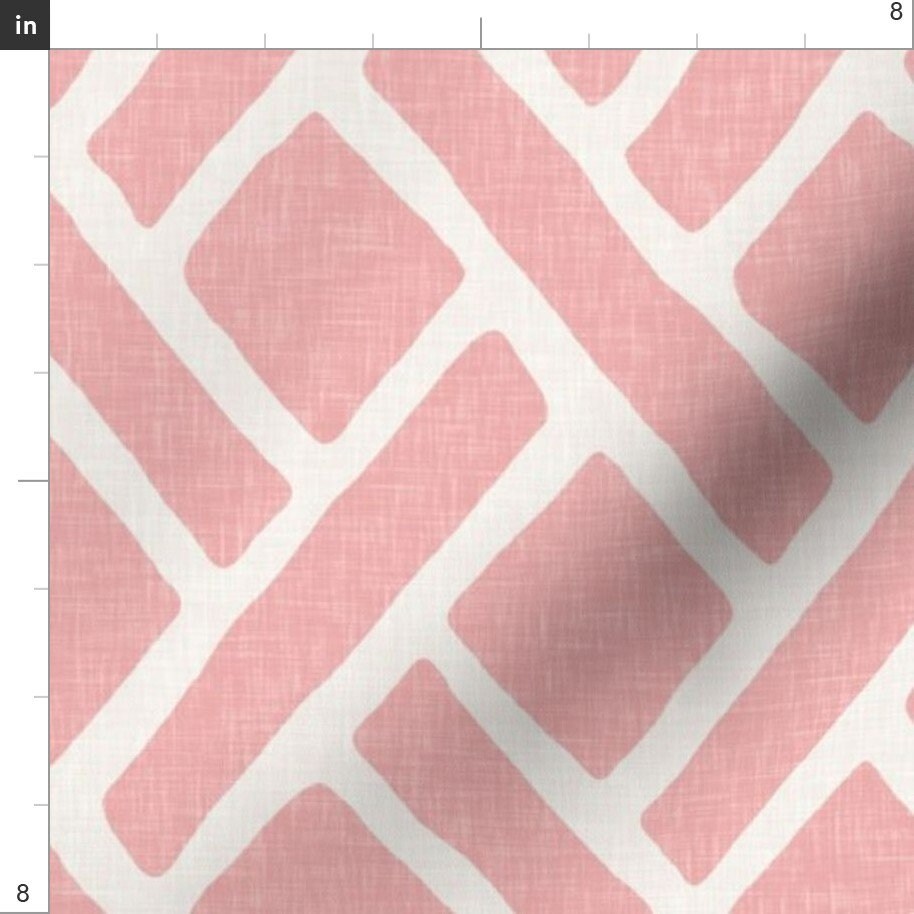 Pink Geometric Fabric Savannah // Soft Coral by - Etsy