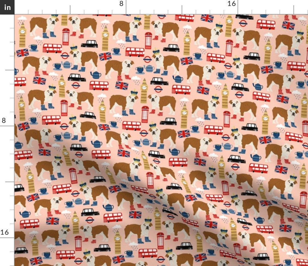 English Bulldog Fabric English Bulldog Fabric London Uk - Etsy