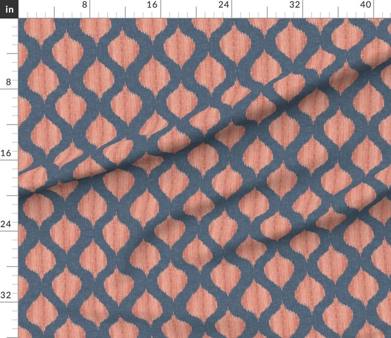 Modern Ikat Fabric Lela Ikat // Navy and Coral by - Etsy Modern Ikat Fabric Lela Ikat // Navy and Coral by - Etsy