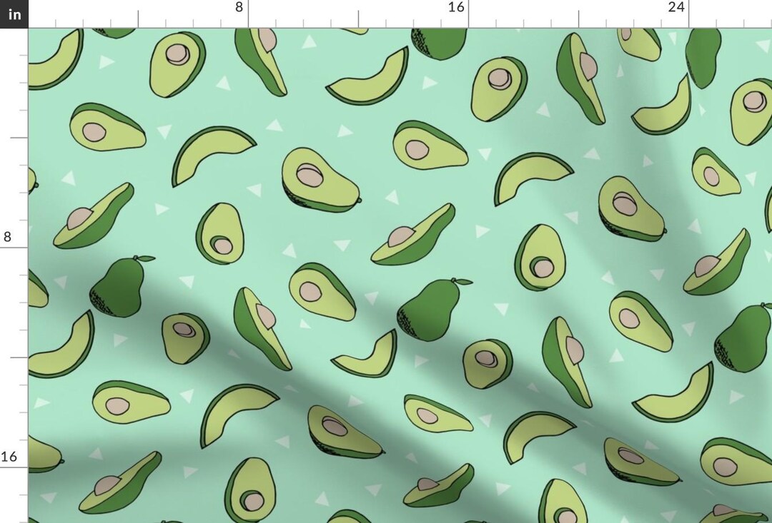 Avocado Fabric - Avocados Fabric // Avocado Fruit and Veggies - Mint by ...