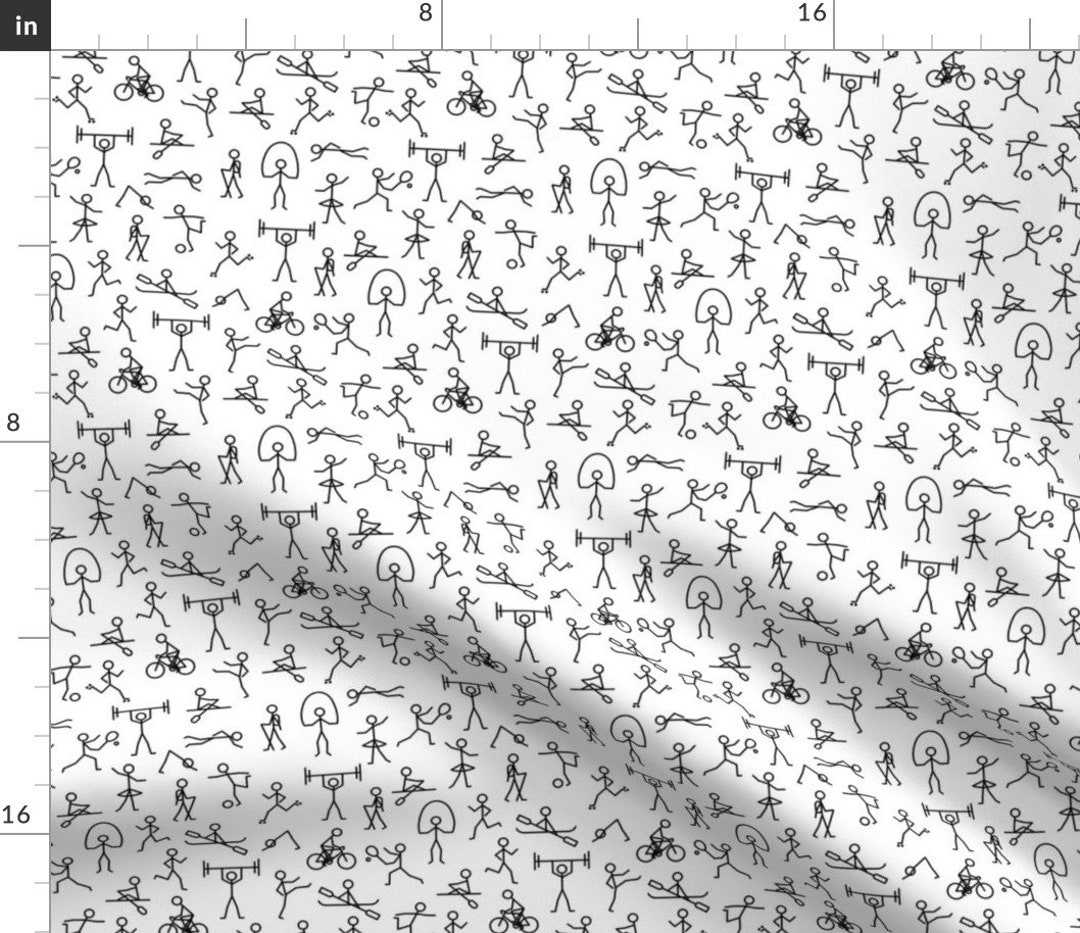 Fitness Fabric Sporty Stickman by Seesawboomerang Exercise - Etsy