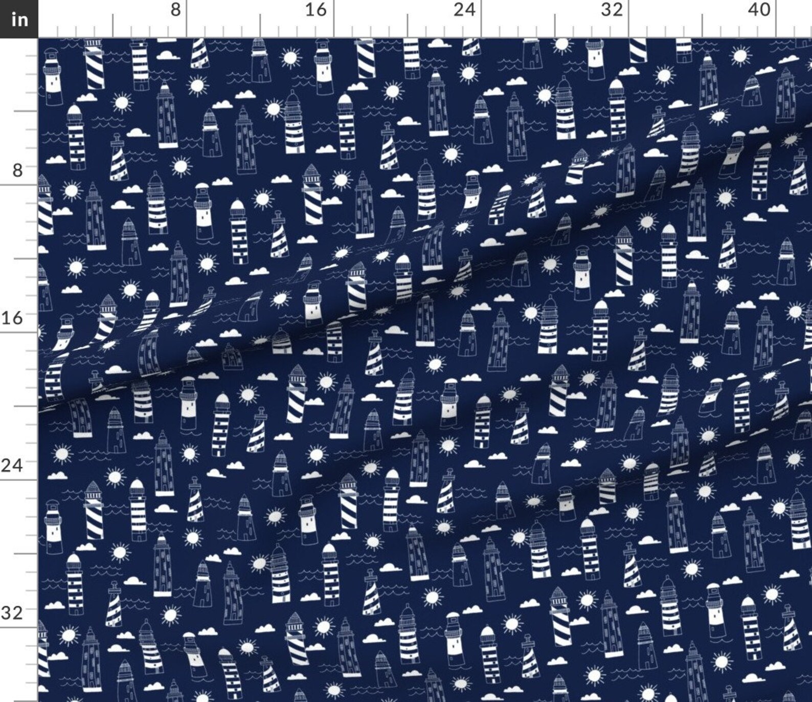 Lighthouse Fabric Lighthouses // Navy Nautical Summer Ocean - Etsy