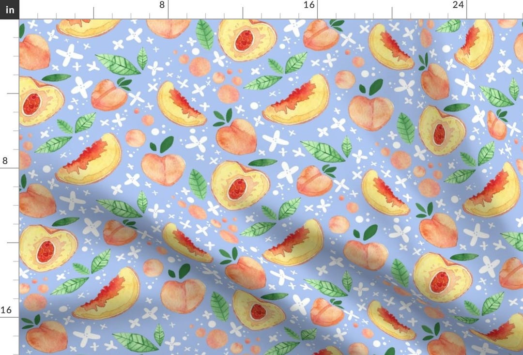 Summer Peaches Fabric Peach Tea by Anniedrawsthings Watercolor Peaches ...