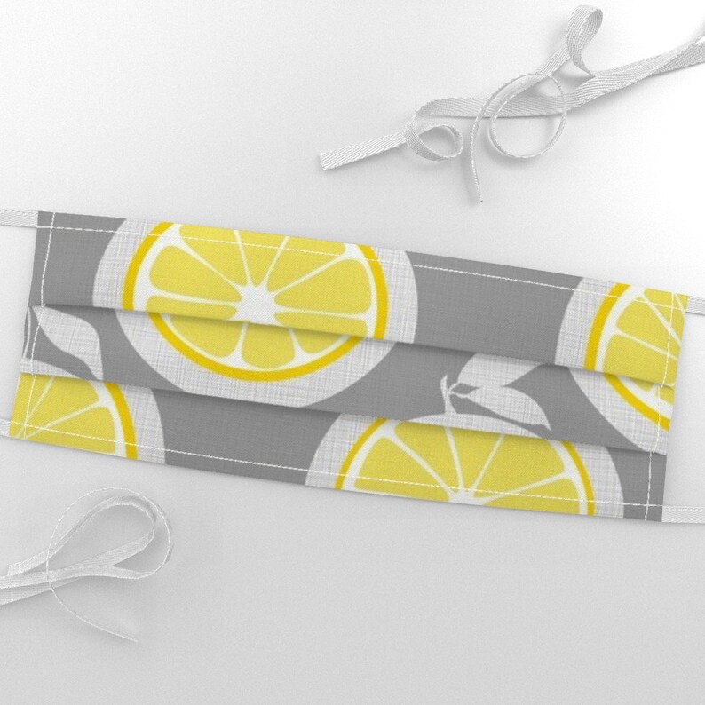 Lemon Slice Fabric Julie's Yellow Lemon Grid M by | Etsy