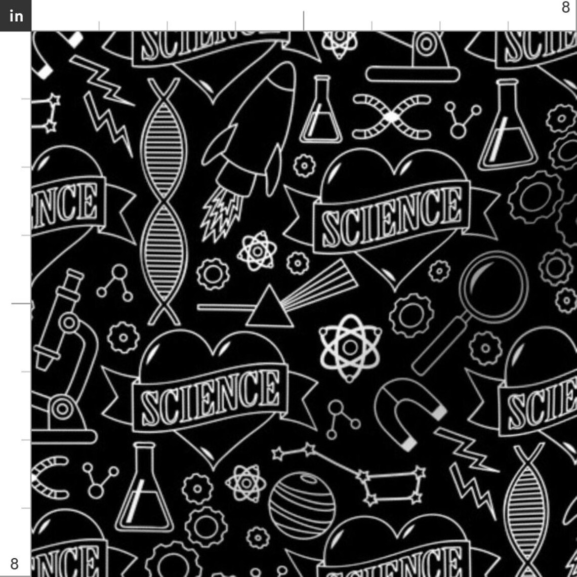 Black and White Science Fabric Scientific Tattoos black and - Etsy