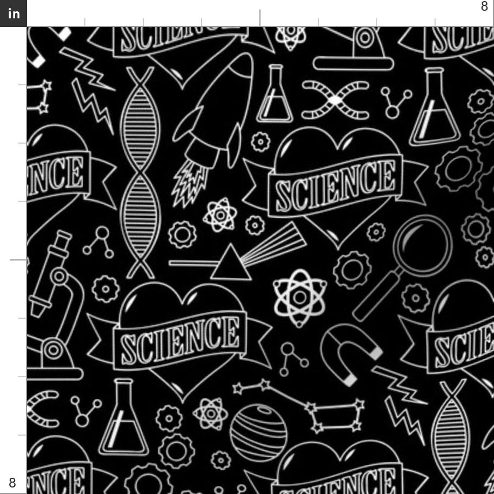 Black and White Science Fabric Scientific Tattoos black and - Etsy