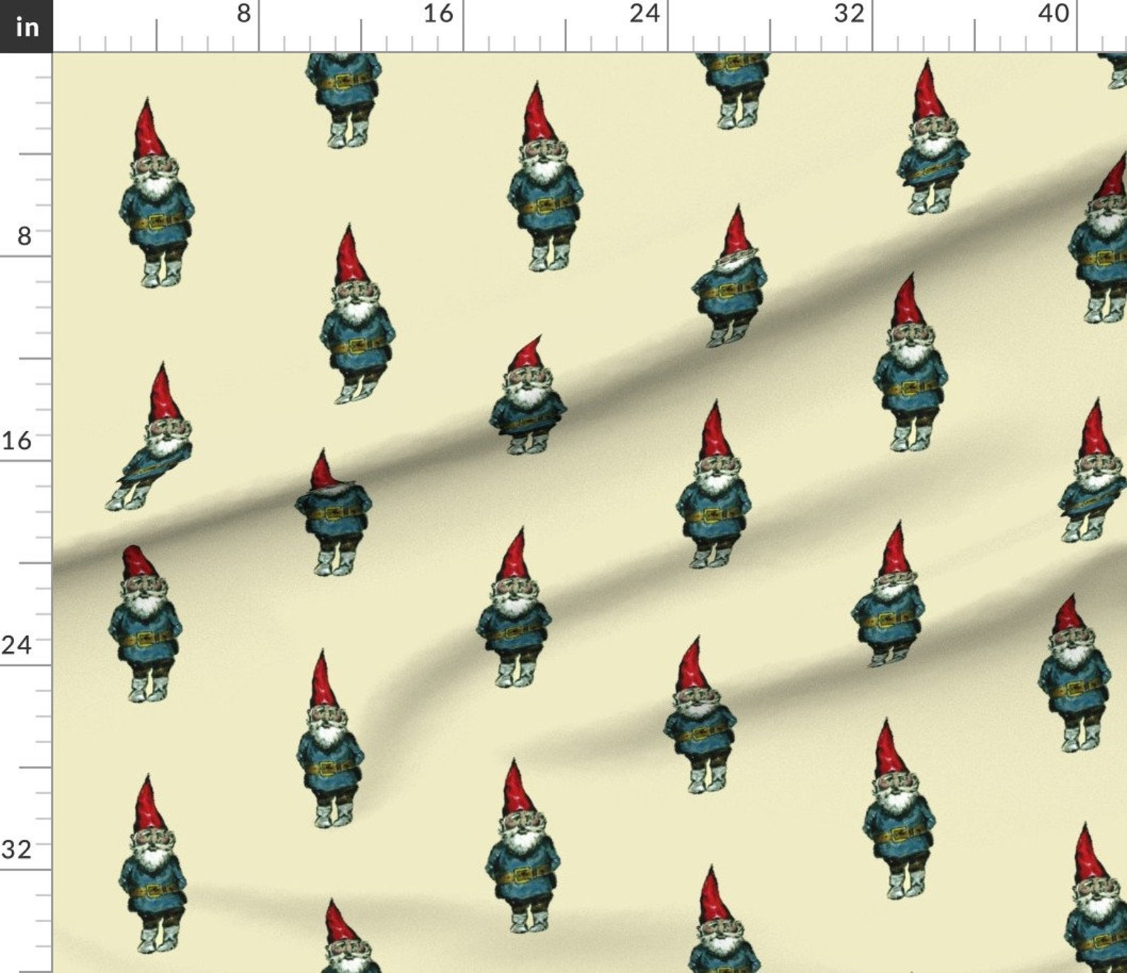 Gnome Fabric Gnome by Taraput Gnome Cotton Fabric by the | Etsy