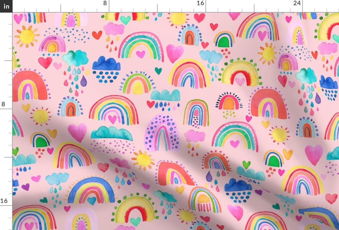 Watercolor Rainbow Apparel Fabric - Lovely Rainbows by Ninola-design ...