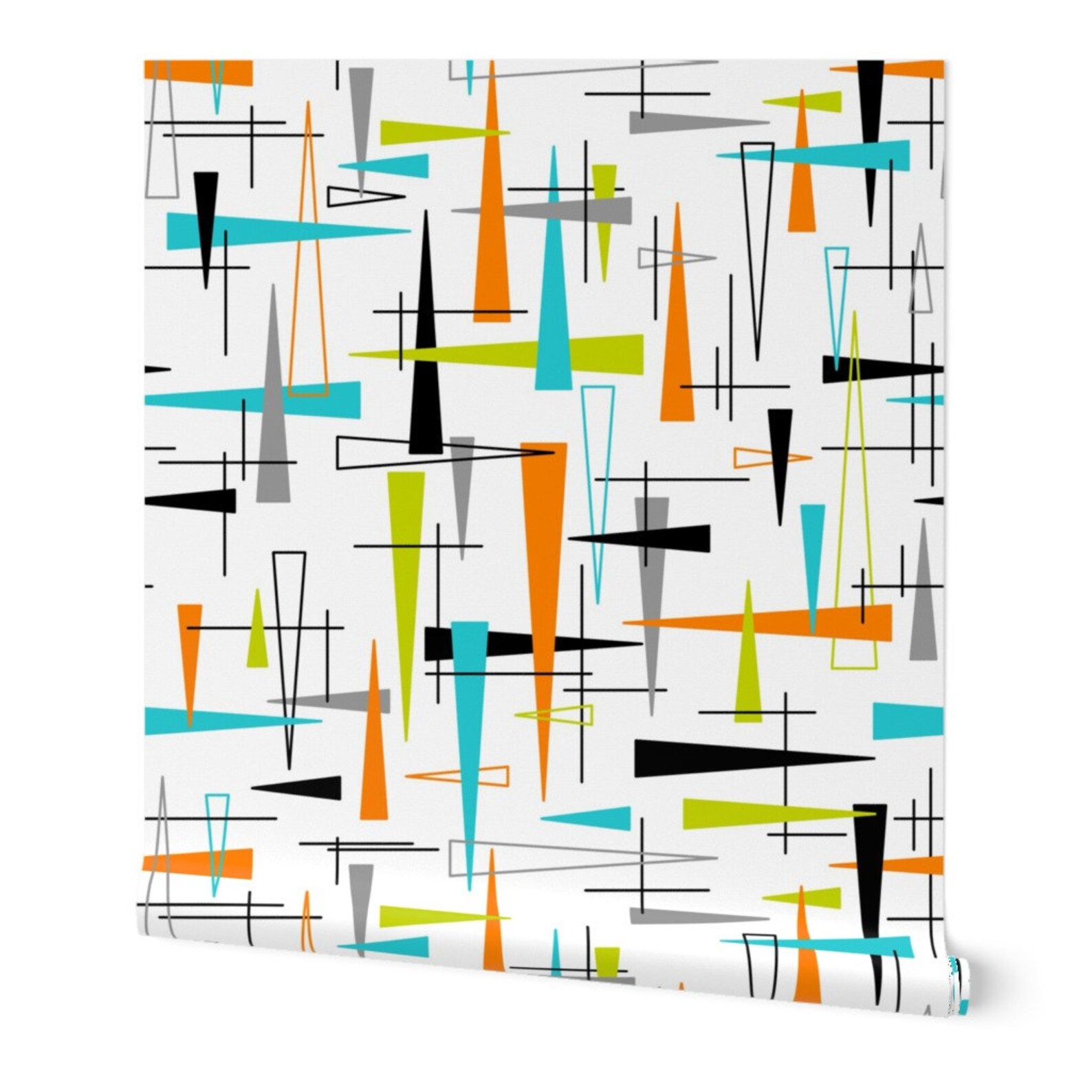 Triangles Mid Century Modern Wallpaper Triunity 6a by | Etsy