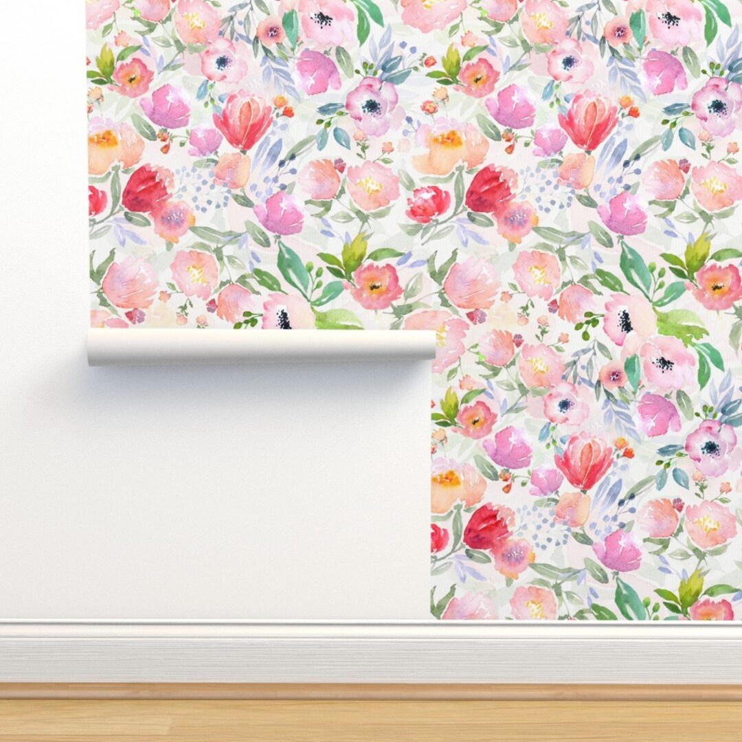 Summer Wallpaper Watercolor-floral-pattern by Innaogando - Etsy