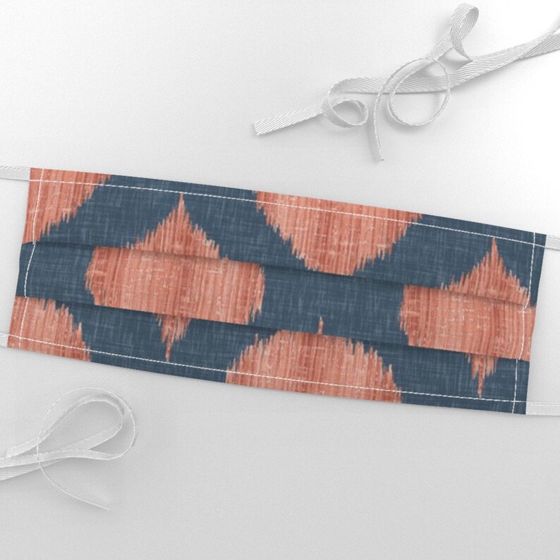 Modern Ikat Fabric Lela Ikat // Navy and Coral by - Etsy Modern Ikat Fabric Lela Ikat // Navy and Coral by - Etsy