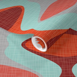 Geometric Wallpaper orange Blue by Fernlesliestudio Ogee - Etsy